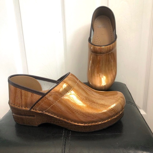 Dansko | Shoes | Dansko Golden Honey Patent Leather Clogs Size 37 ...